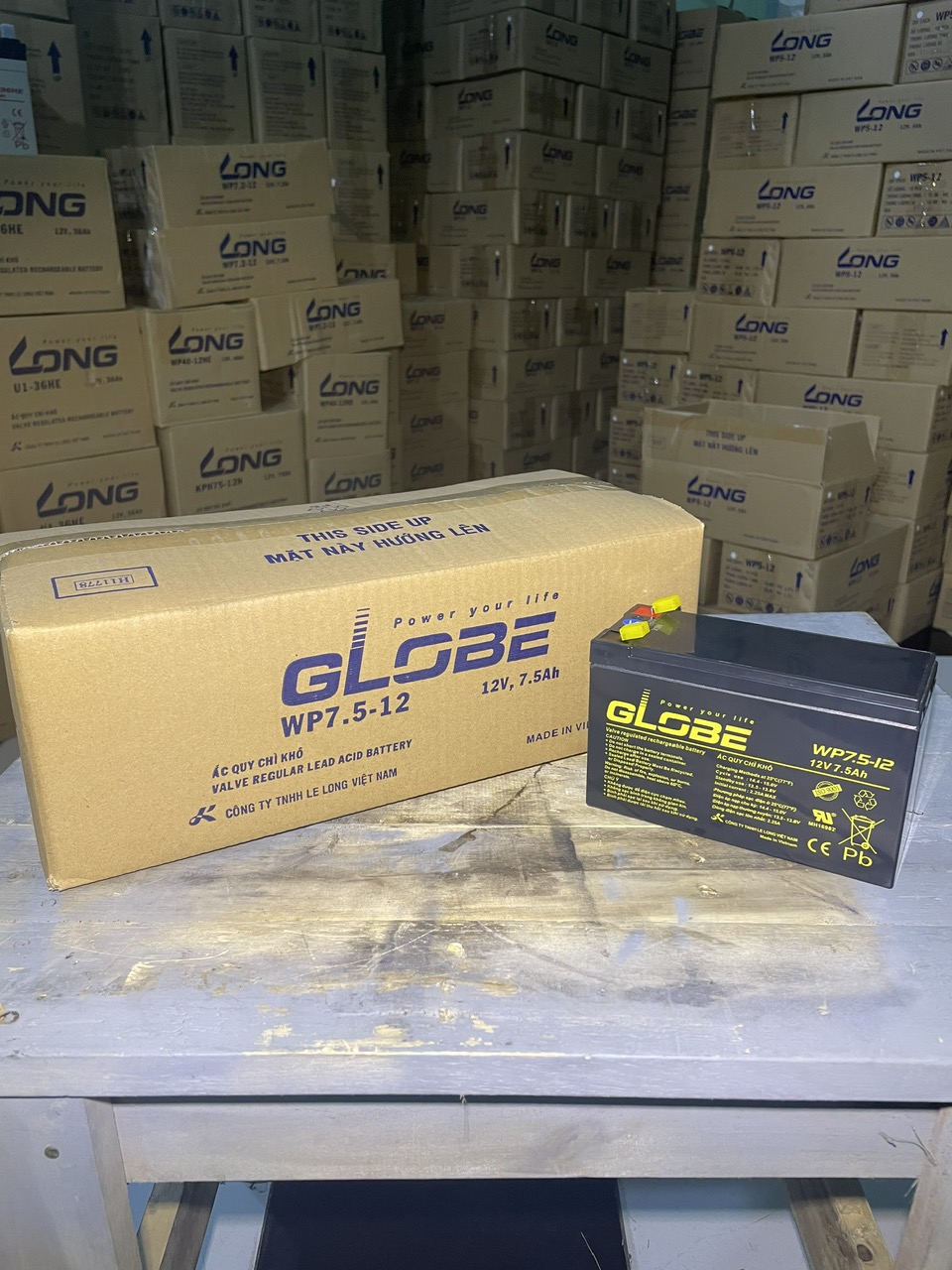 ẮC QUY KÍN KHÍ (VRLA AGM) GLOBE 12V-7.5AH (20HR), WP7.5-12, F1 - MINH HUY @ www.luutrudien.vn